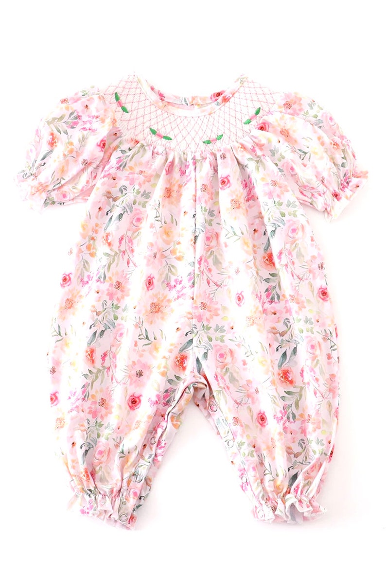 Smocked Collection: Floral Smocked Baby Romper - Etsy