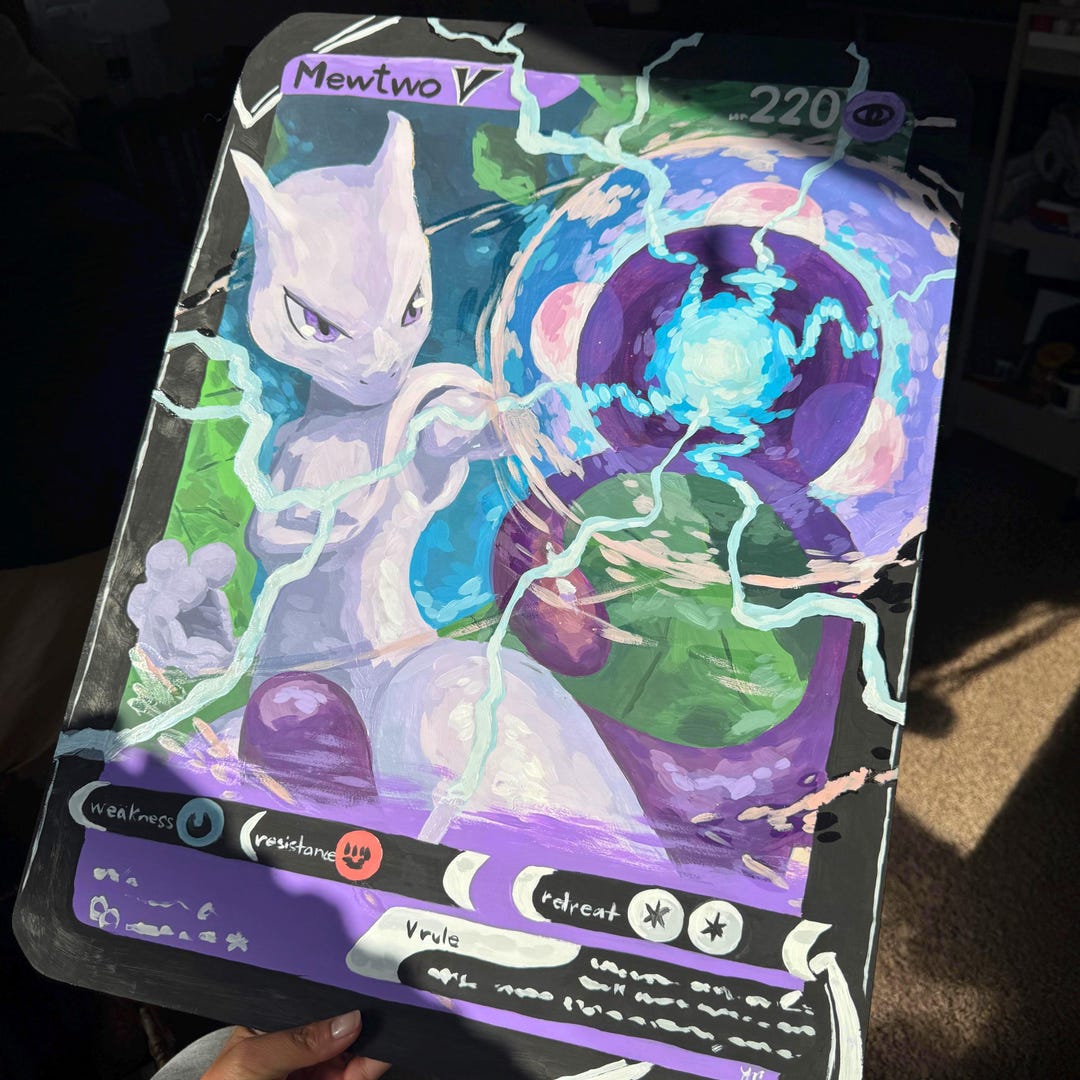 Large Original Mewtwo Pokémon Hand Painted Life Size Painting - Etsy