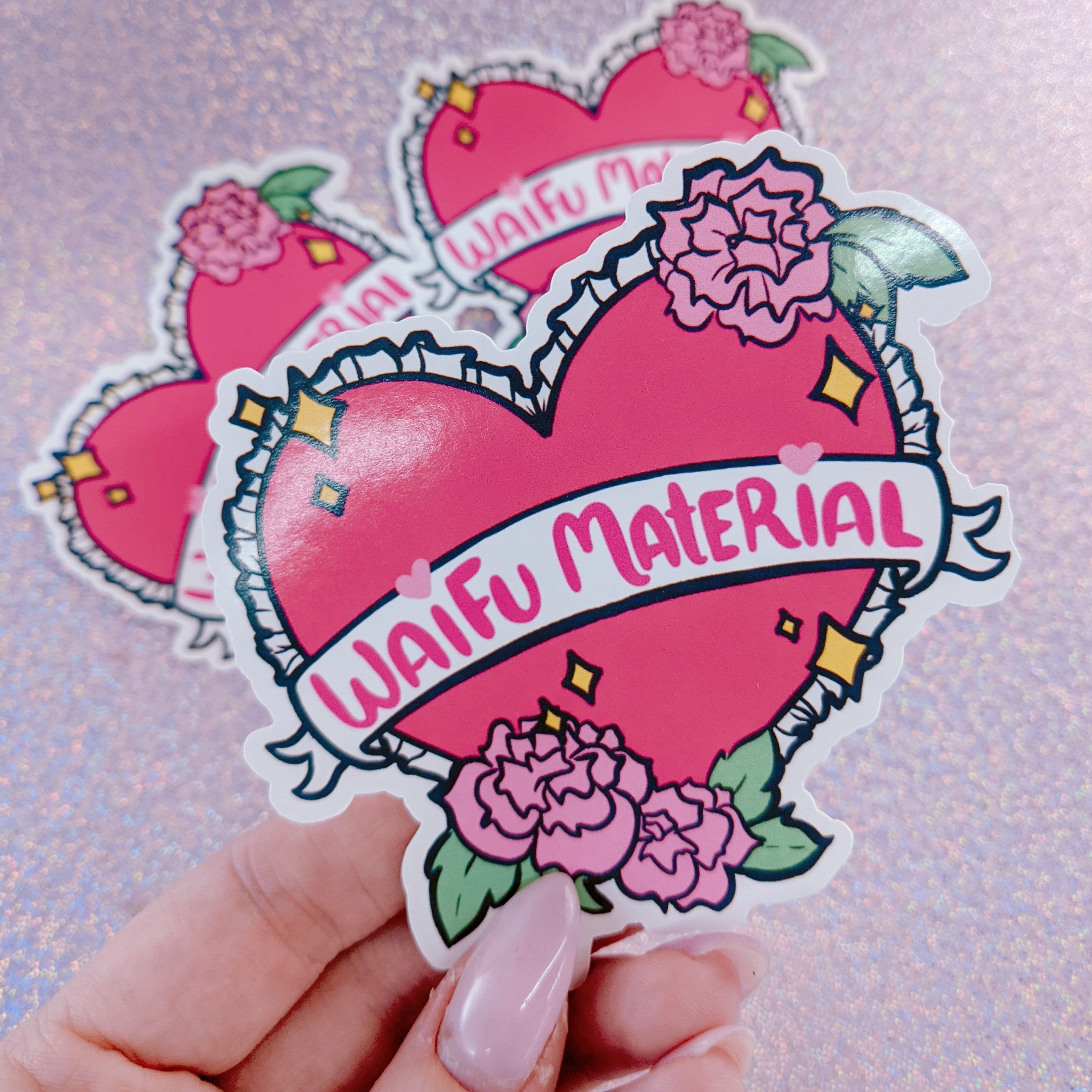 Kawaii Pink Heart Anime Waifu Material Sticker - Etsy