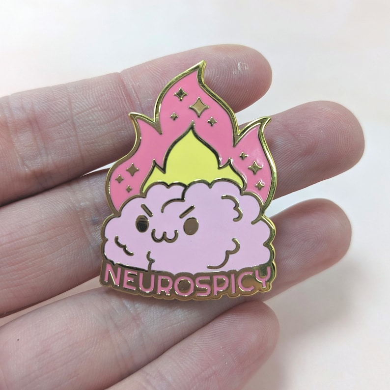 Kawaii Pink Neurospicy Neurodivergent Enamel Pin - Etsy