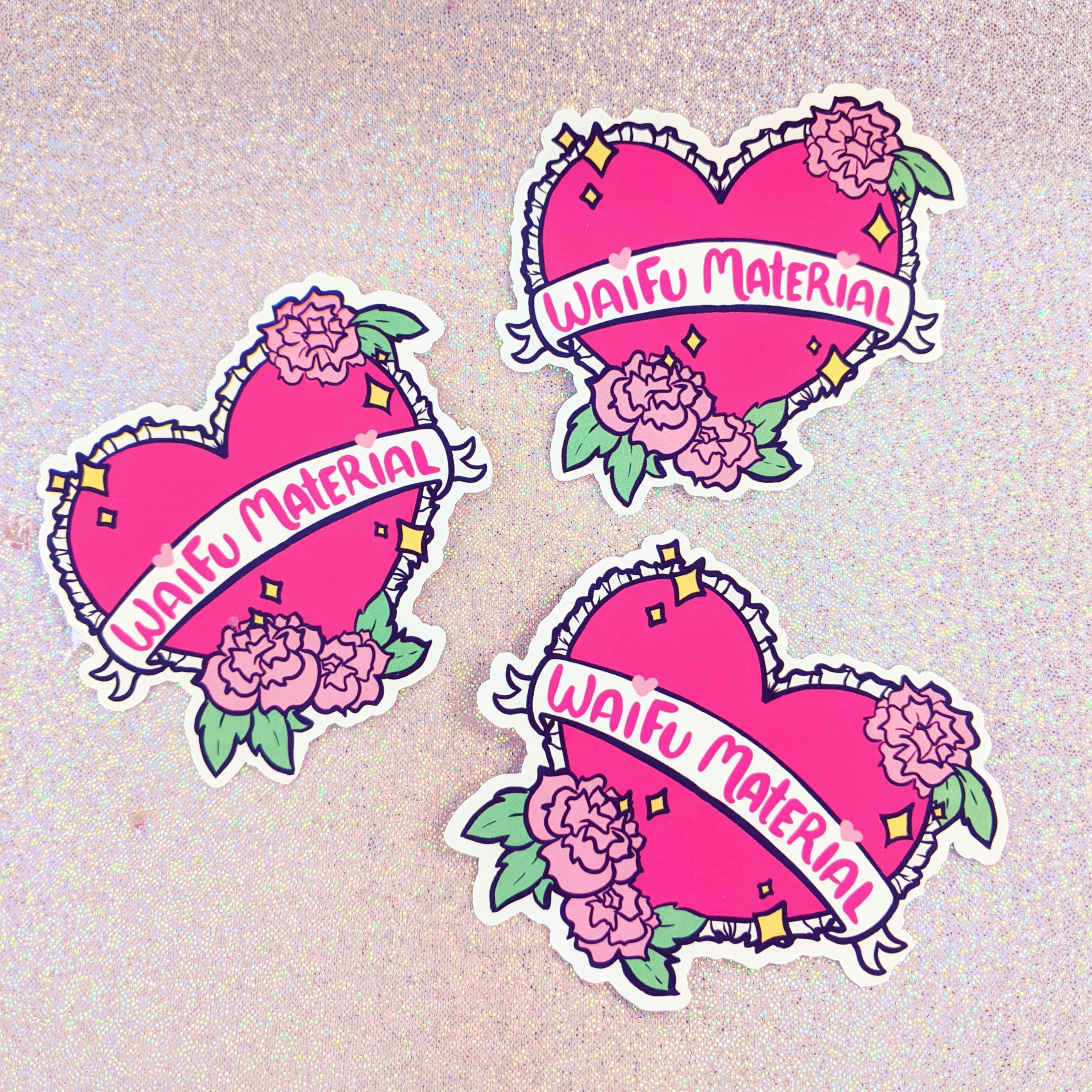 Kawaii Pink Heart Anime Waifu Material Sticker - Etsy
