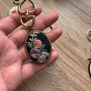 Hand Embroidered Keychain With Heart Shaped Clips - Etsy