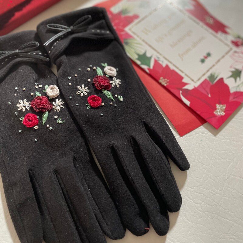 Embroidered Gloves - Etsy