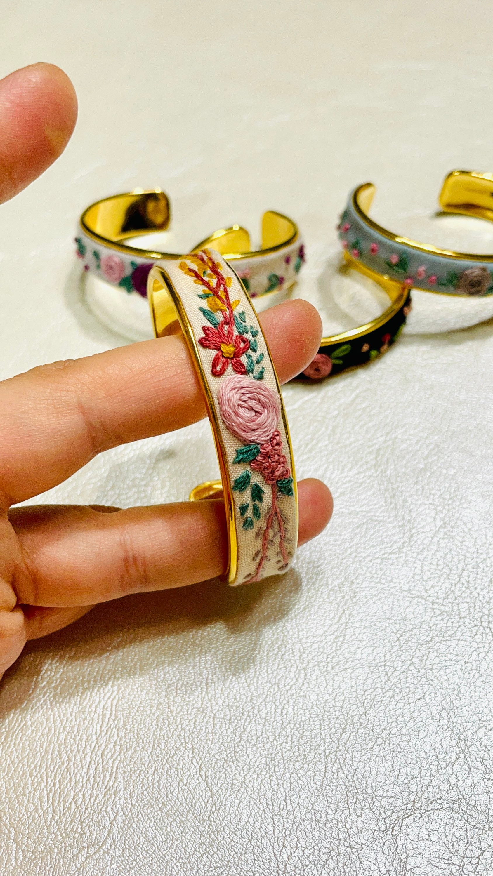 Elegant Vintage Hand Embroidered Cuff Bracelet With Floral - Etsy