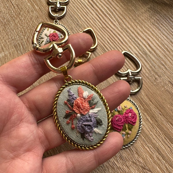 Embroidered Keychain - Etsy