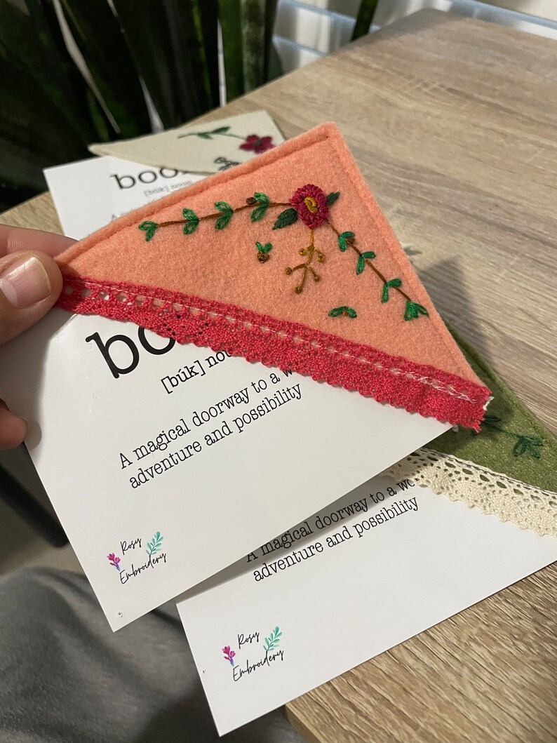 Elegant Vintage Hand Embroidered Corner Bookmarks. - Etsy