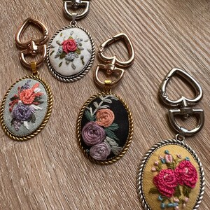 Hand Embroidered Keychain With Heart Shaped Clips - Etsy
