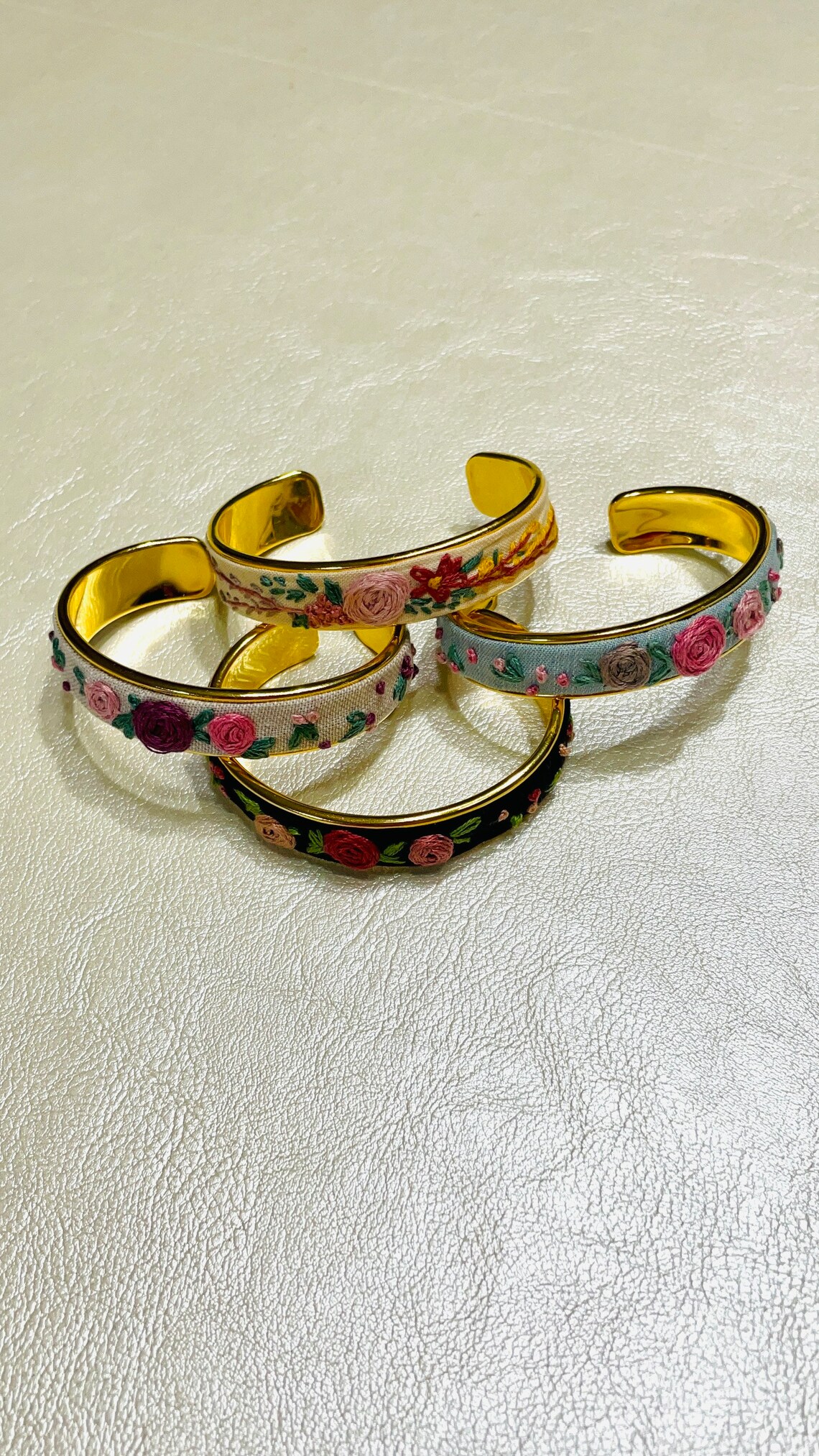 Elegant Vintage Hand Embroidered Cuff Bracelet With Floral - Etsy