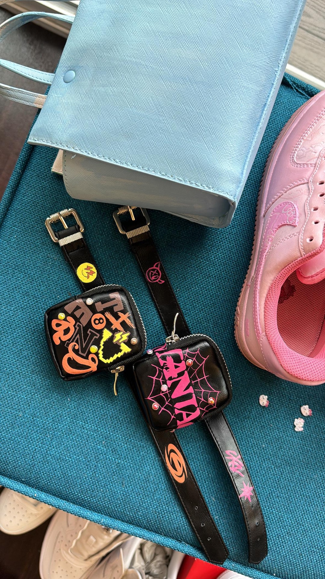 KPOP Ateez Stray Kids Thunder SKZ Maniac Handpainted Mini Pouch Airpods ...