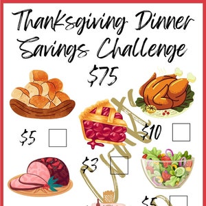 Mini Thanksgiving Dinner Savings Challenge | for A6 Envelopes | Cash ...
