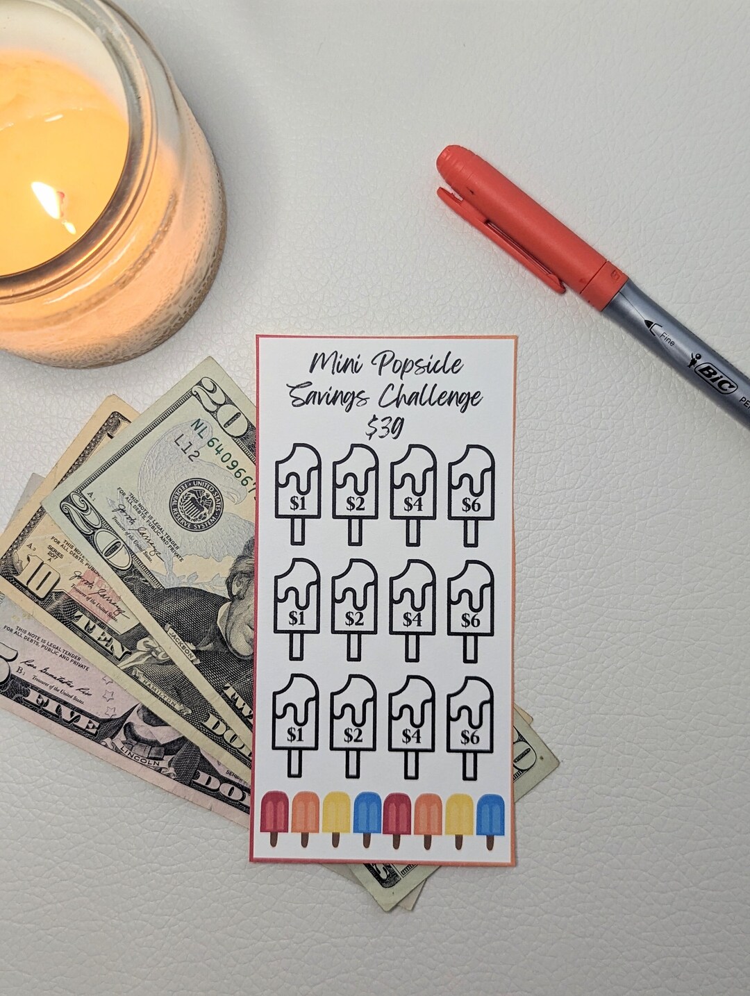 Mini Popsicle Savings Challenge for A6 Envelopes Cash Envelopes Monthly ...