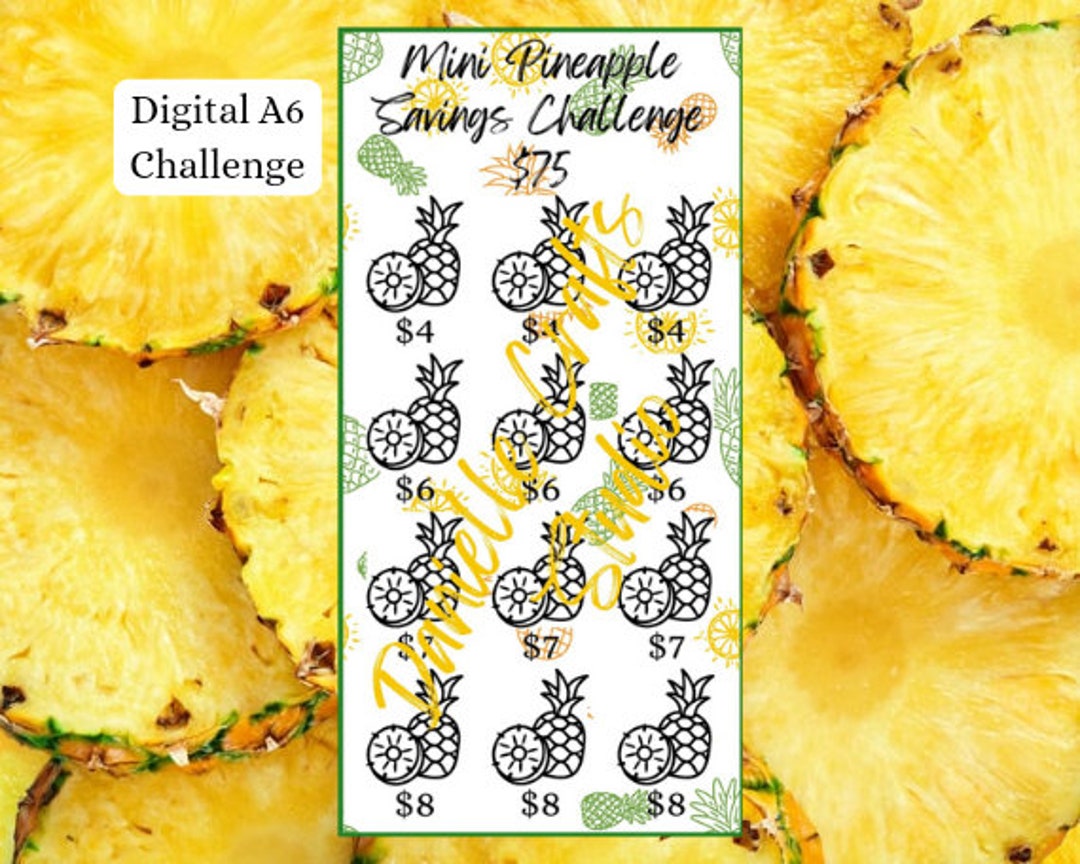 Mini Pineapple Savings Challenge for A6 Envelopes Cash Envelopes ...