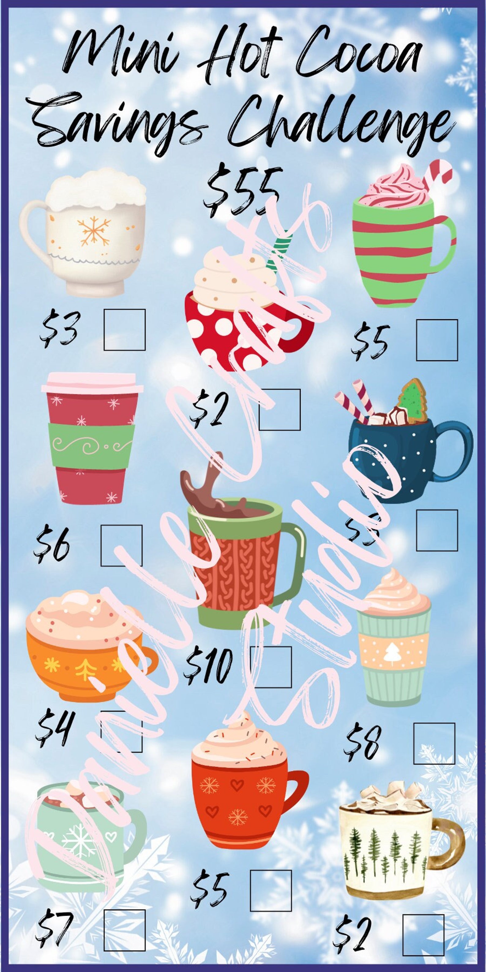 Mini Hot Cocoa Savings Challenge for A6 Envelopes Cash Envelopes ...