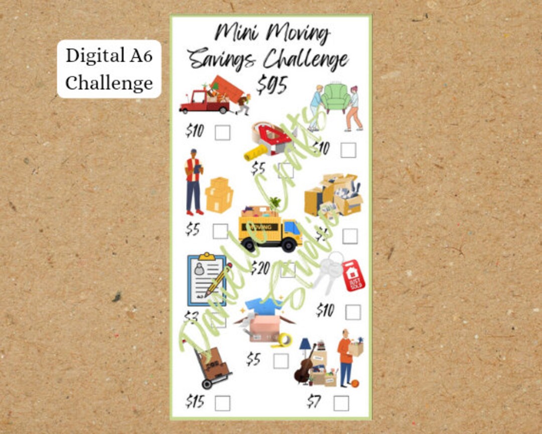 Mini Moving Savings Challenge for A6 Envelopes Cash Envelopes Monthly ...