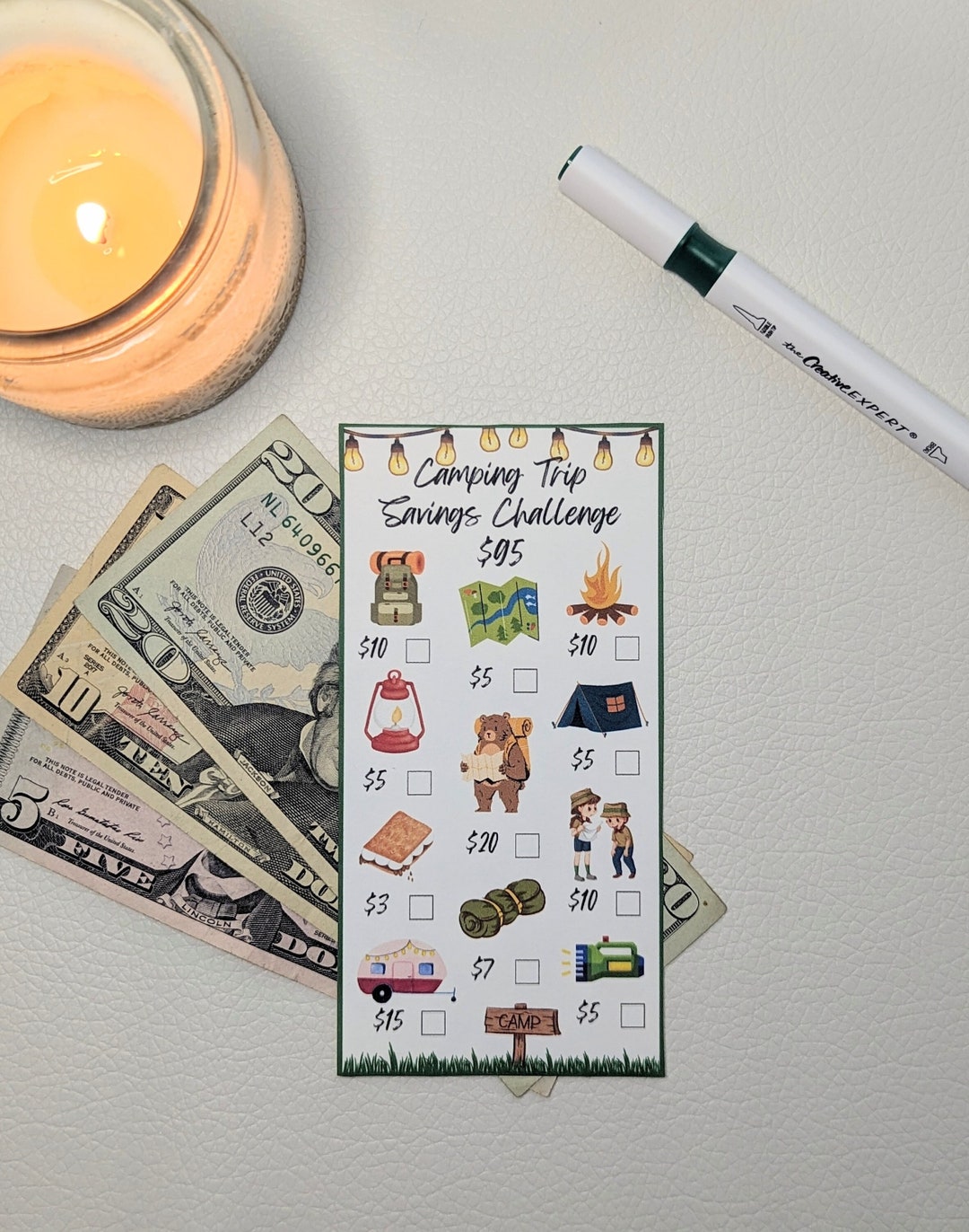 Camping Trip Savings Challenge for A6 Envelopes Cash Envelopes Monthly ...