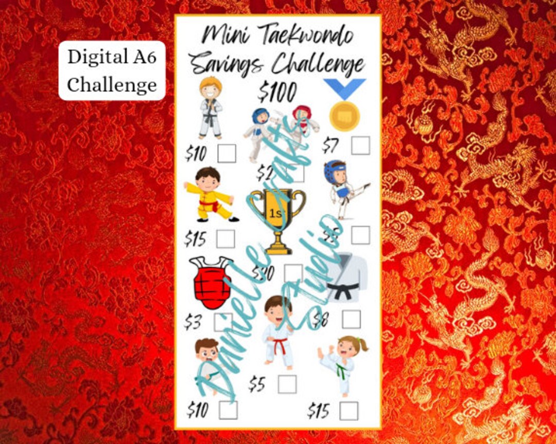 Mini Taekwondo Savings Challenge for A6 Envelopes Cash Envelopes ...