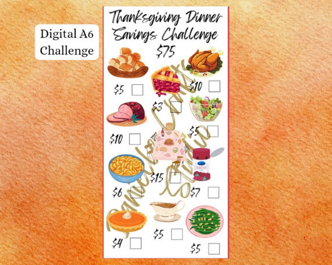 Mini Thanksgiving Dinner Savings Challenge | for A6 Envelopes | Cash ...
