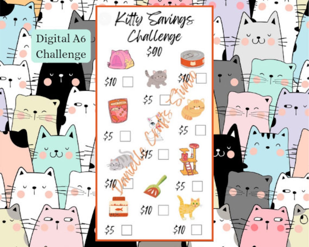 Cat Savings Challenge for A6 Envelopes Cash Envelopes Pet Savings - Etsy