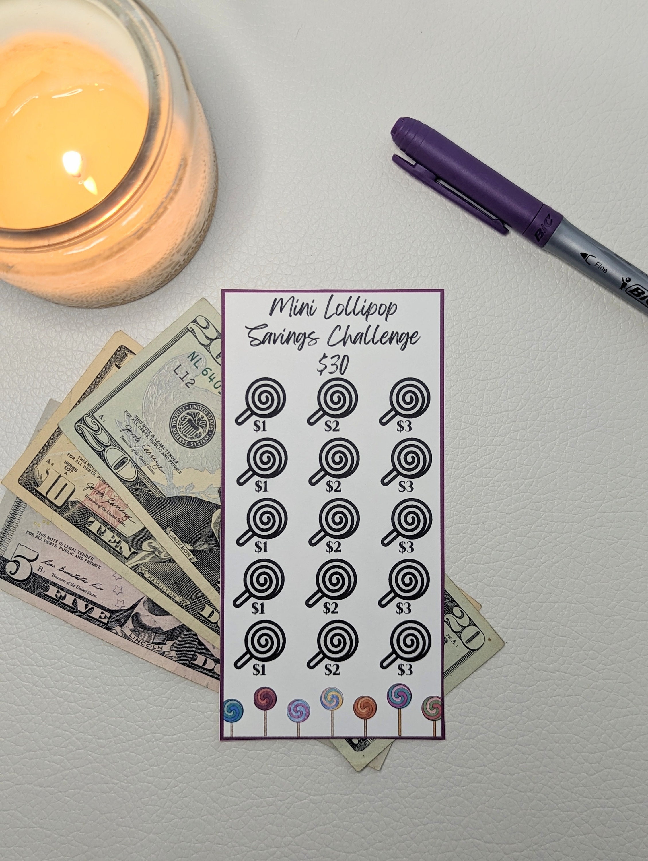 Mini Lollipop Savings Challenge for A6 Envelopes Cash Envelopes Monthly ...