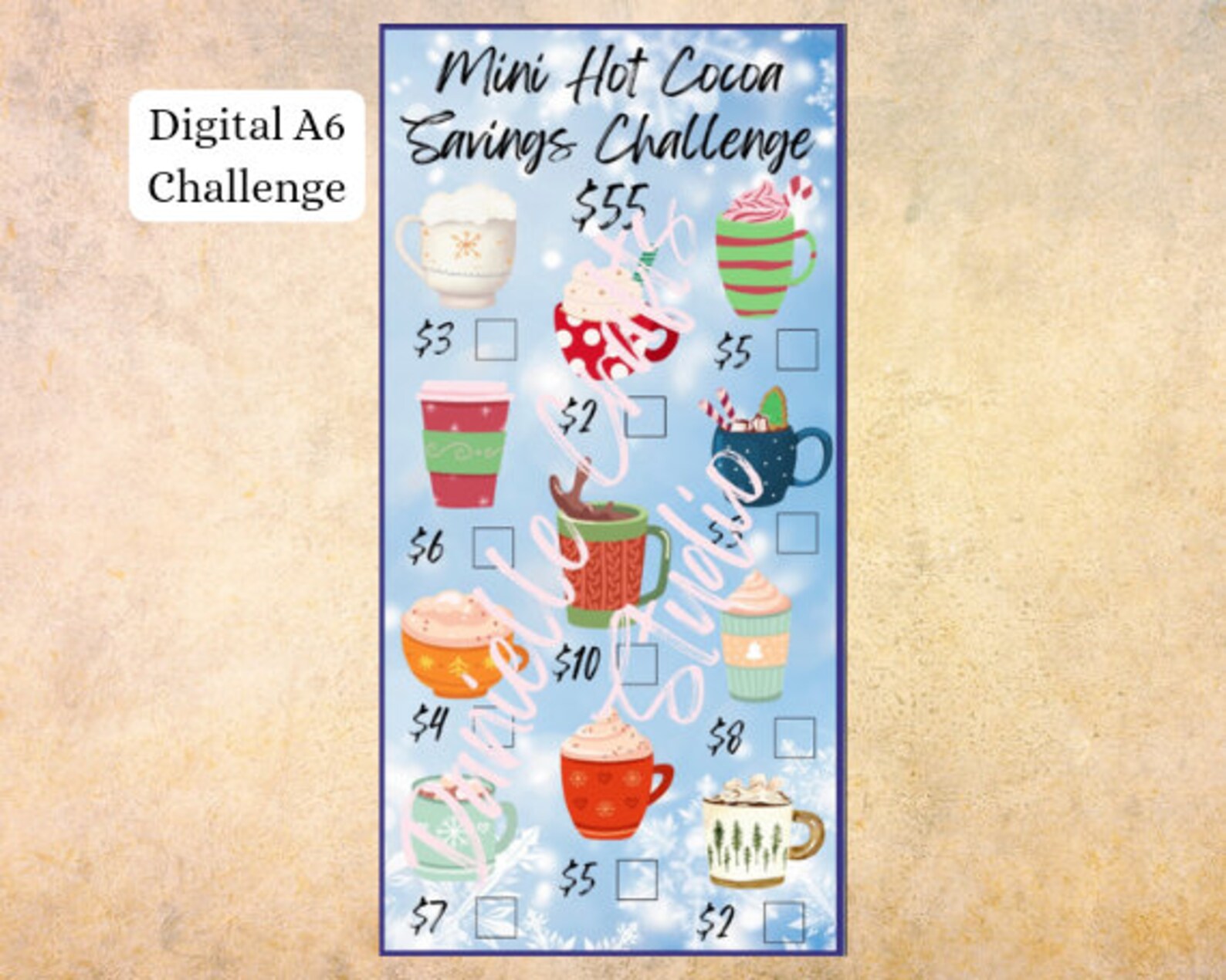Mini Hot Cocoa Savings Challenge for A6 Envelopes Cash Envelopes ...