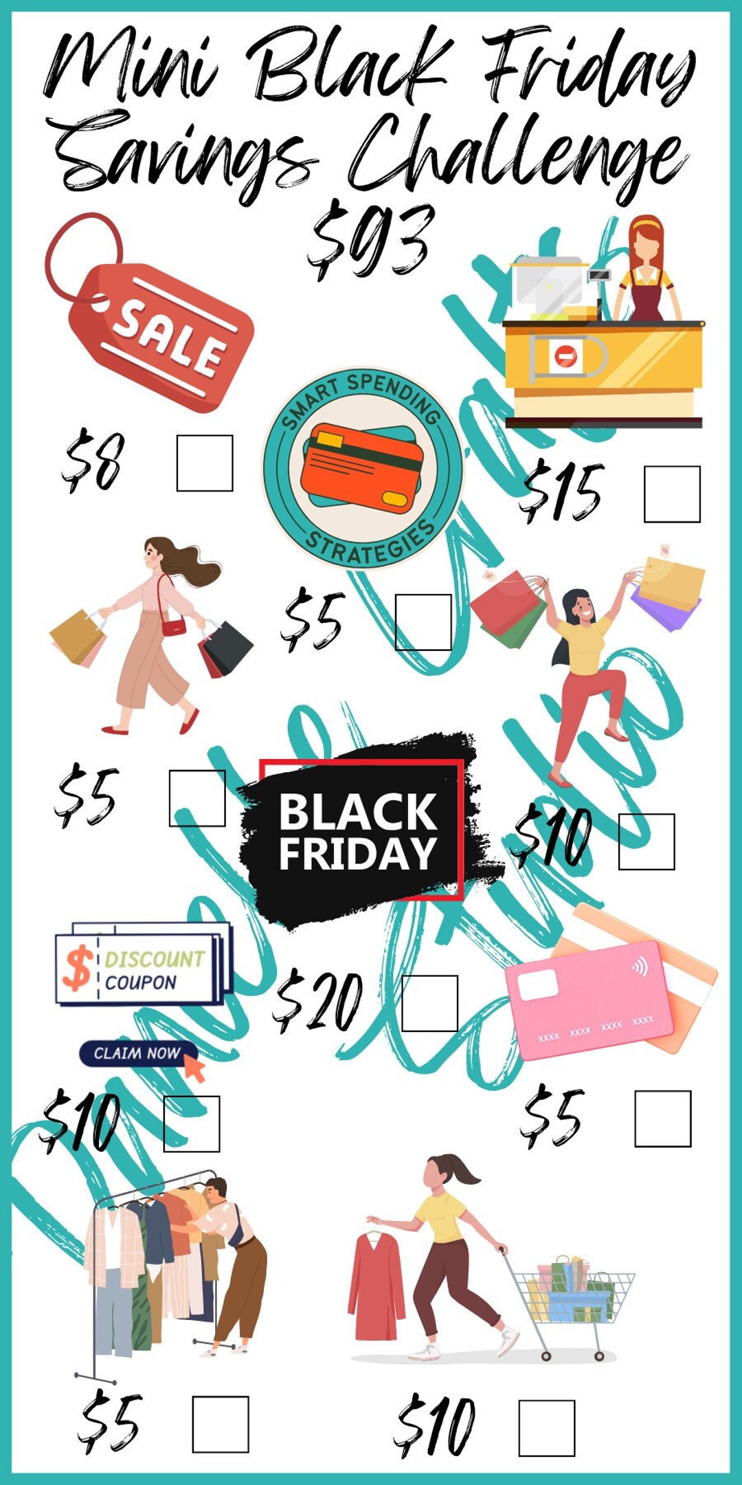 Mini Black Friday Saving Challenge for A6 Envelopes Cash Envelopes ...
