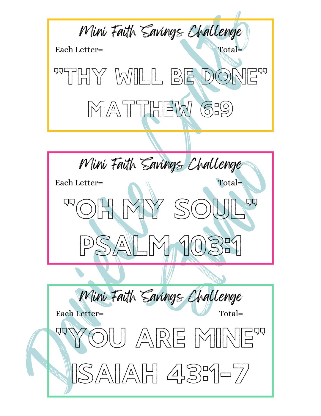 Faith Bundle Savings Challenge for A6 Envelopes Cash Envelopes Monthly ...