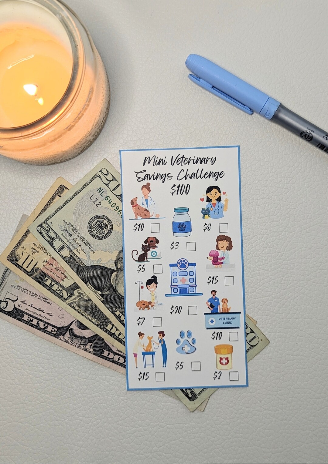 Mini Veterinary Savings Challenge for A6 Envelopes Cash Envelopes ...