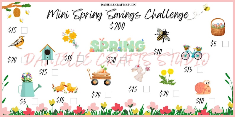 Mini Spring Saving Challenge for A6 Envelopes Cash - Etsy