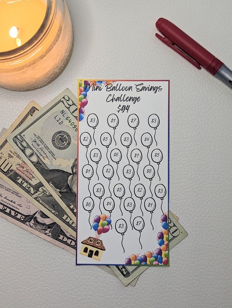 Mini Balloon Savings Challenge for A6 Envelopes Cash - Etsy
