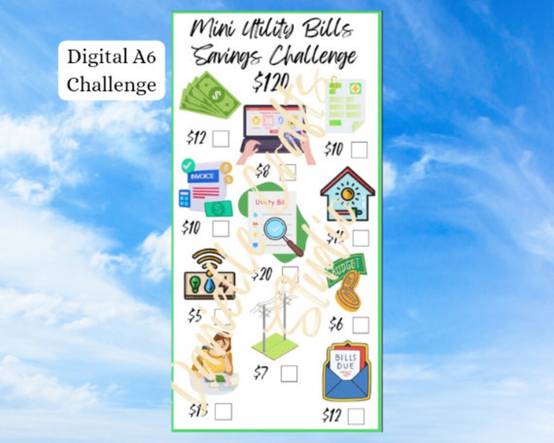 Mini Utility Bills Savings Challenge | for A6 Envelopes | Cash ...
