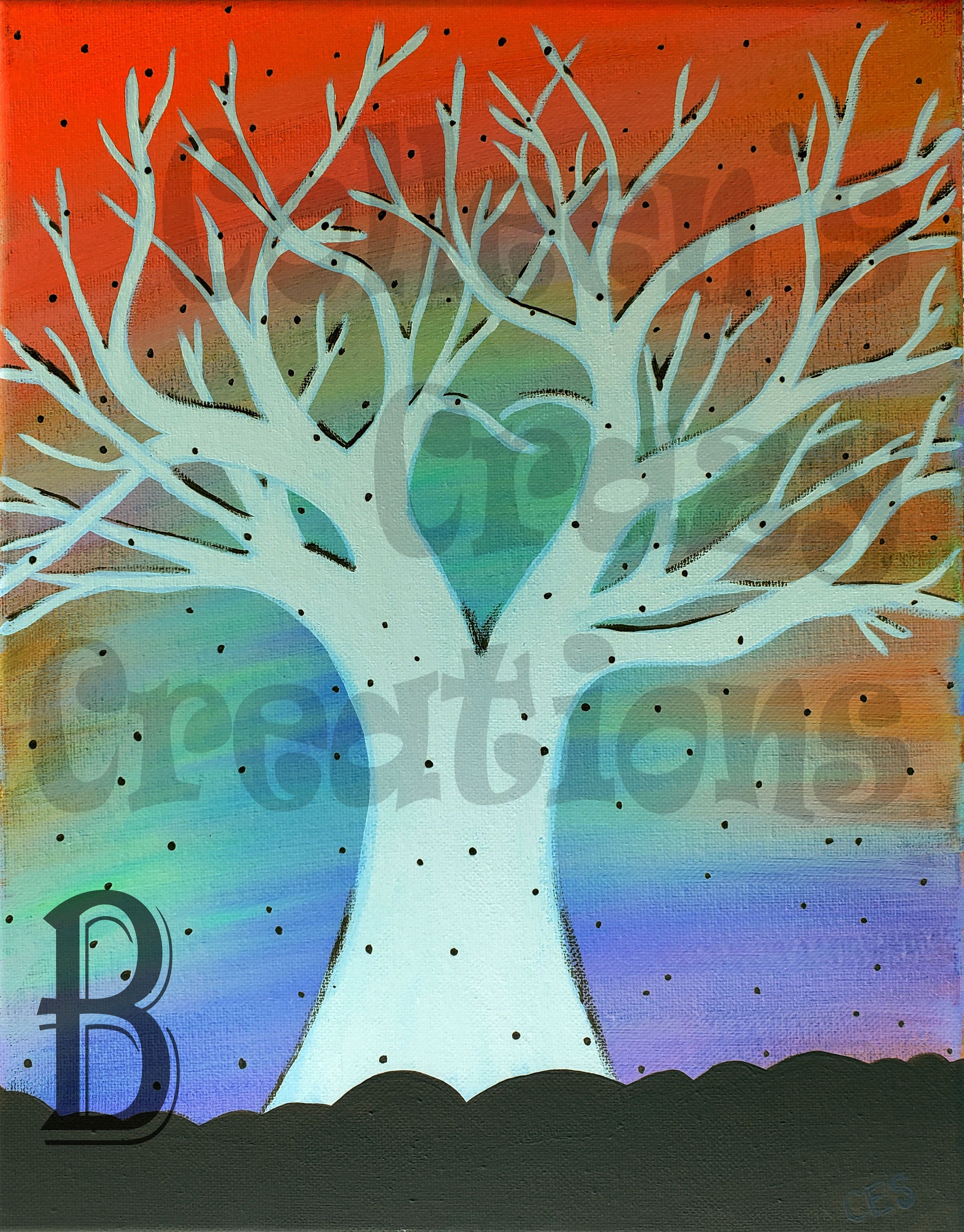 Rainbow Love Tree Art Print - Etsy
