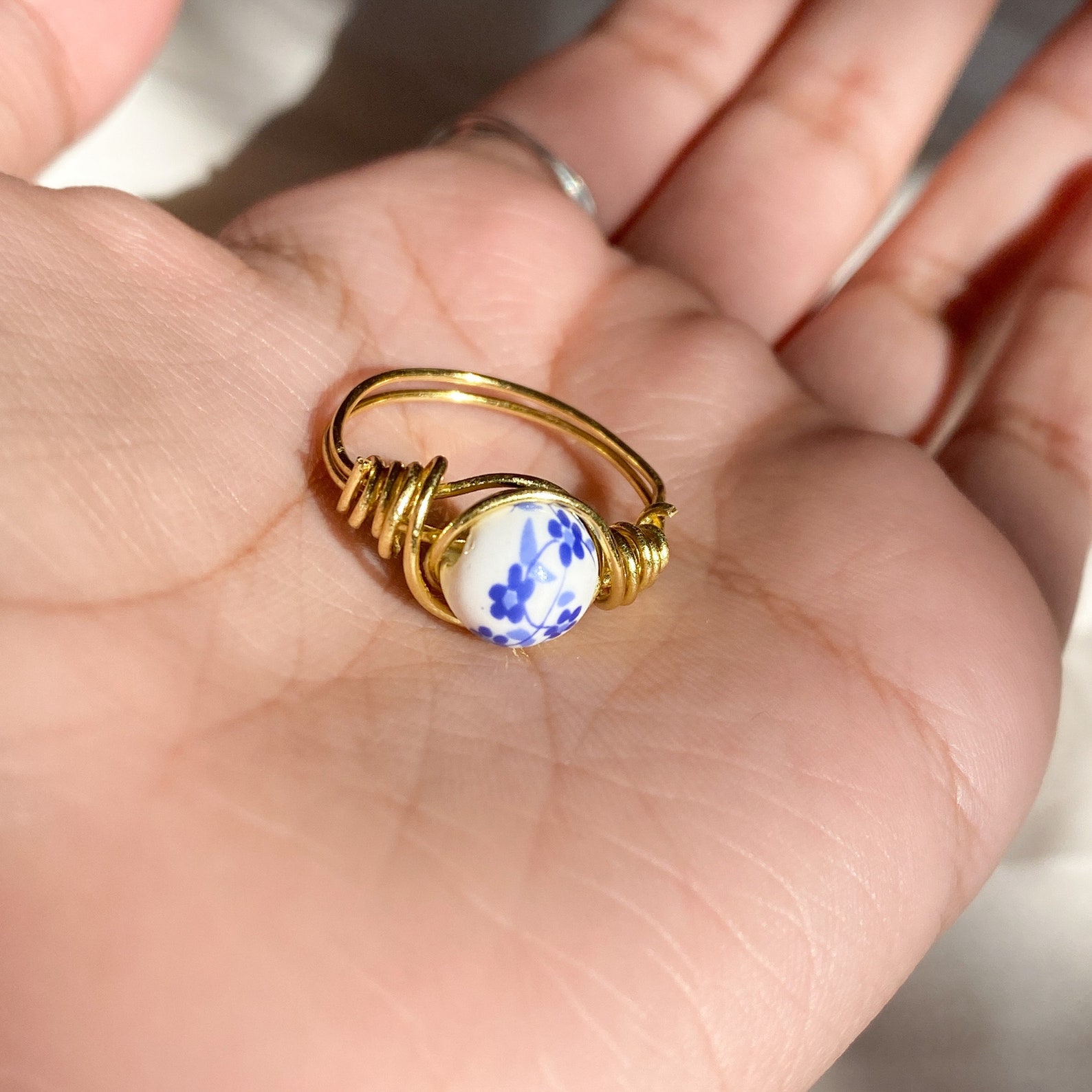 Blue Flower Ring Handmade Ring Wire Ring Wire Wrapped Ring | Etsy