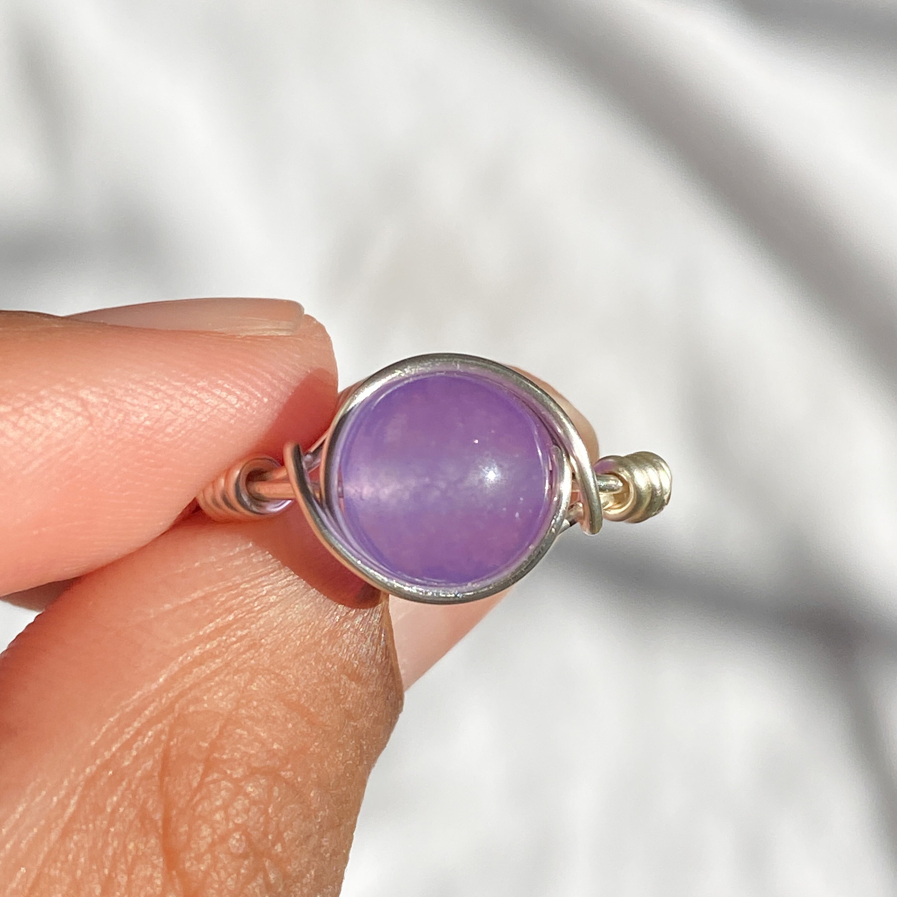 Original purple jade ring handmade ring wire wrapped ring | Etsy