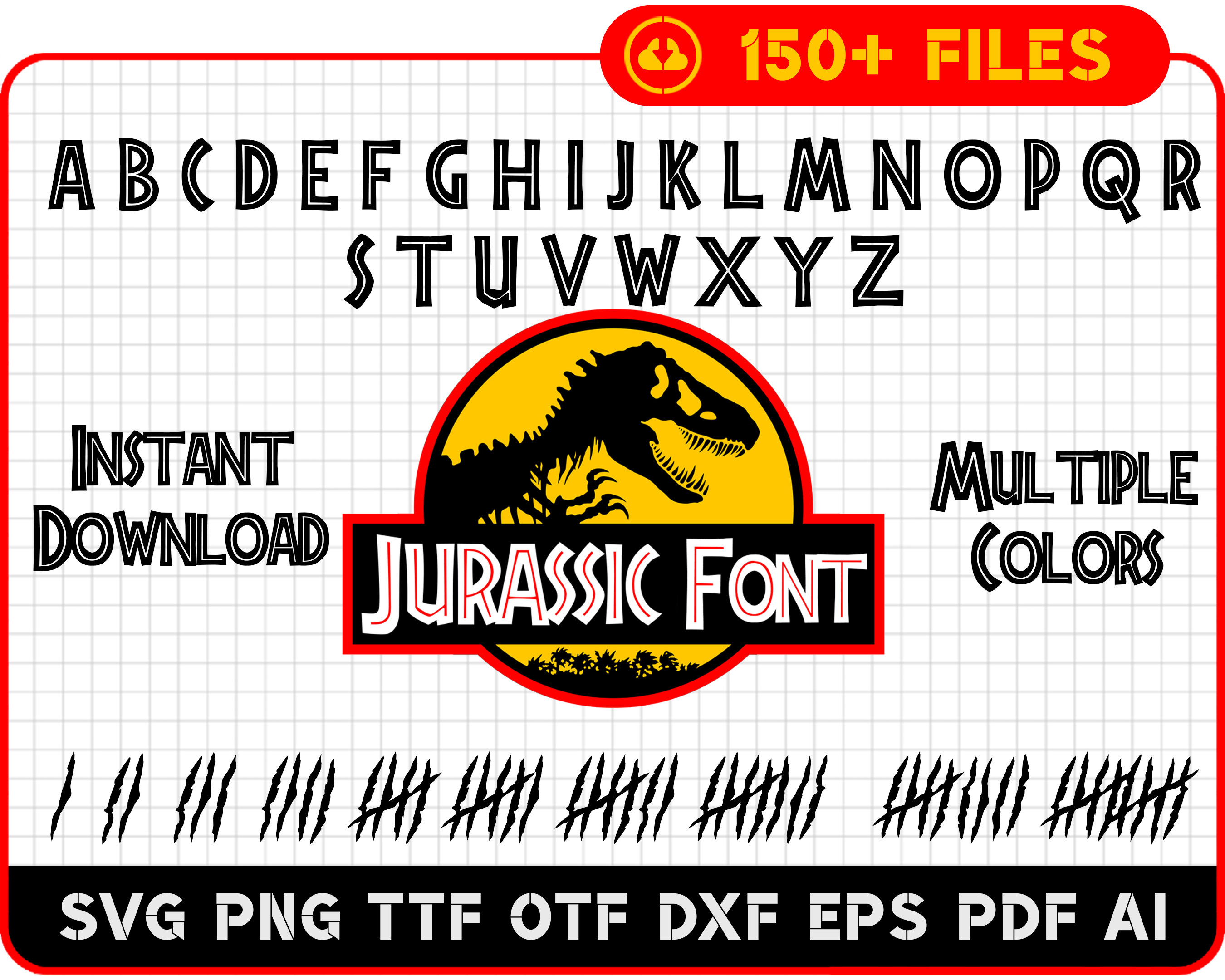 Police Jurassic Park Alphabet SVG Jurassic World Fichiers et - Etsy France