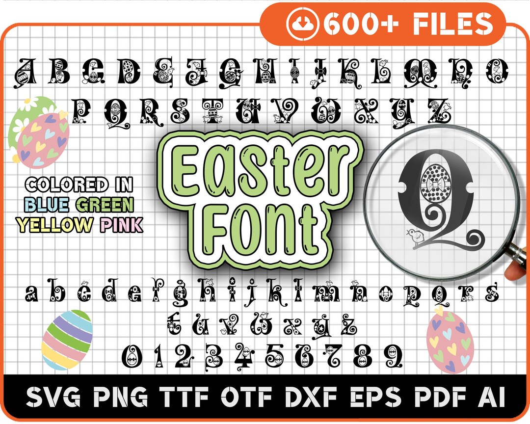 Easter SVG Font Bundle, Easter PNG, Easter Letter Bundle, Easter Egg ...
