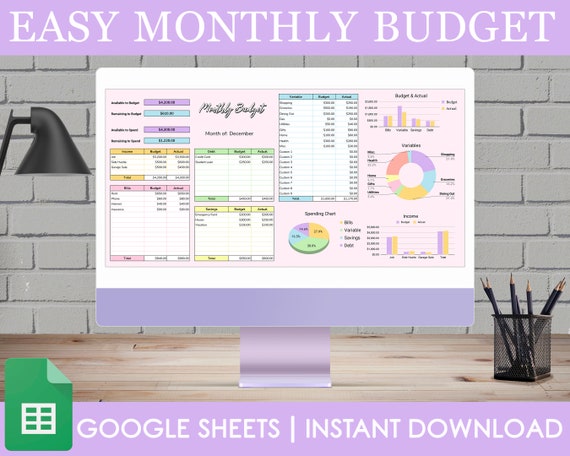 Monthly Budget Spreadsheet Google Sheets Budget Template - Etsy