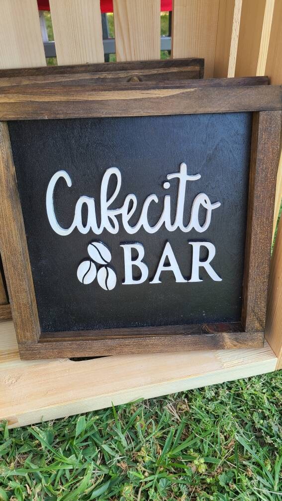 Cafecito Bar Coffee Bar Spanglish Wooden Sign | Etsy