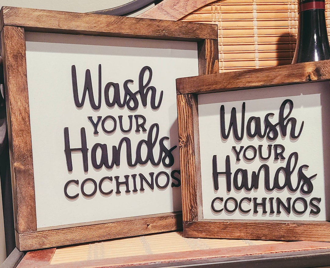 Wash Your Hands Cochinos, Spanglish Sign, Bathroom Humor, Wooden Sign ...
