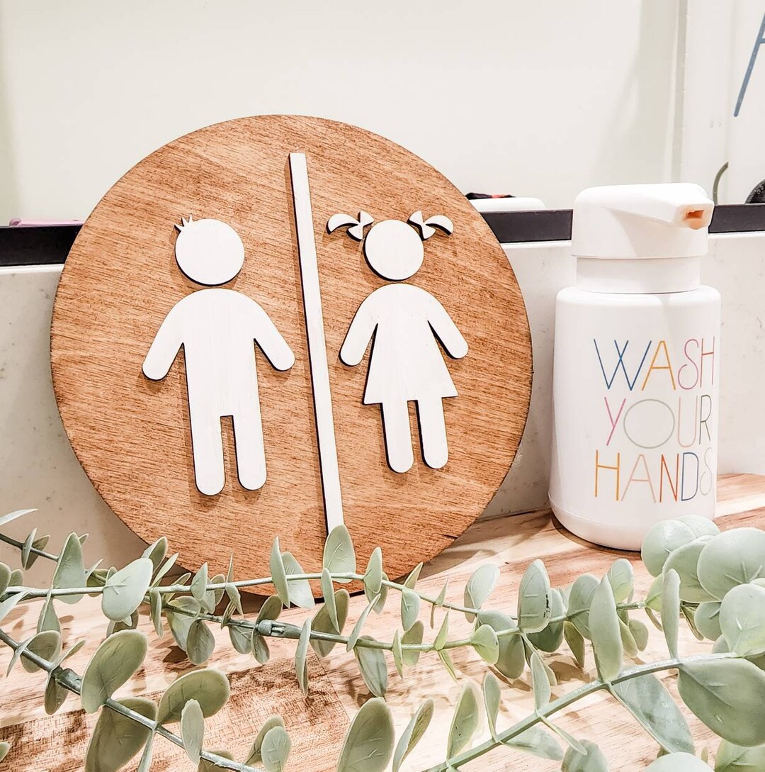 Bathroom Mini Sign, Children Restroom Decor, Potty People, Farmhouse ...