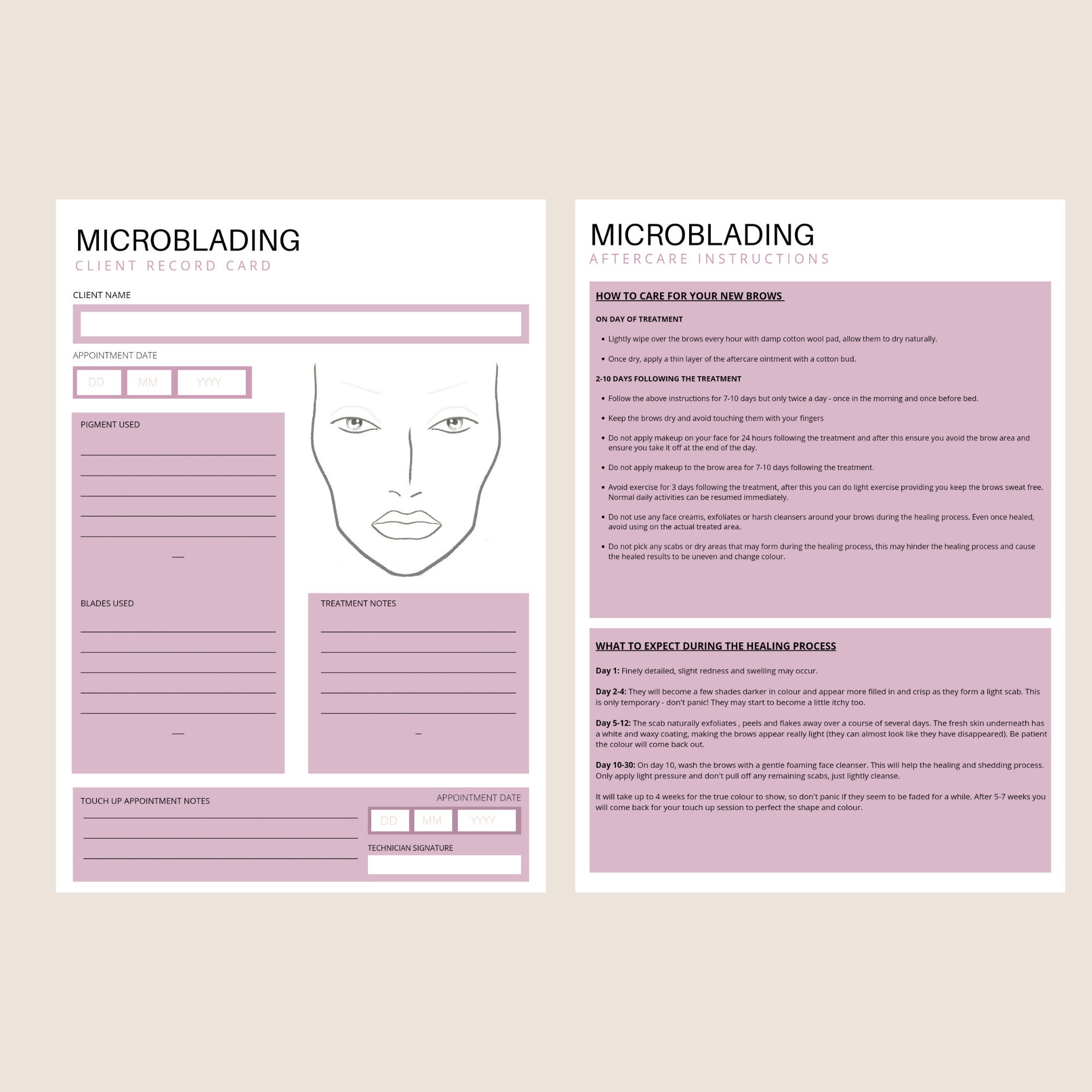 Microblading Consultation Form Template UK editable SPMU - Etsy