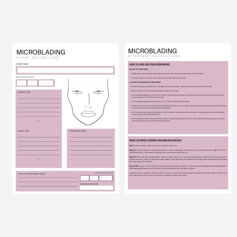 Microblading Consultation Form UK (print Only) Editable Version Also ...