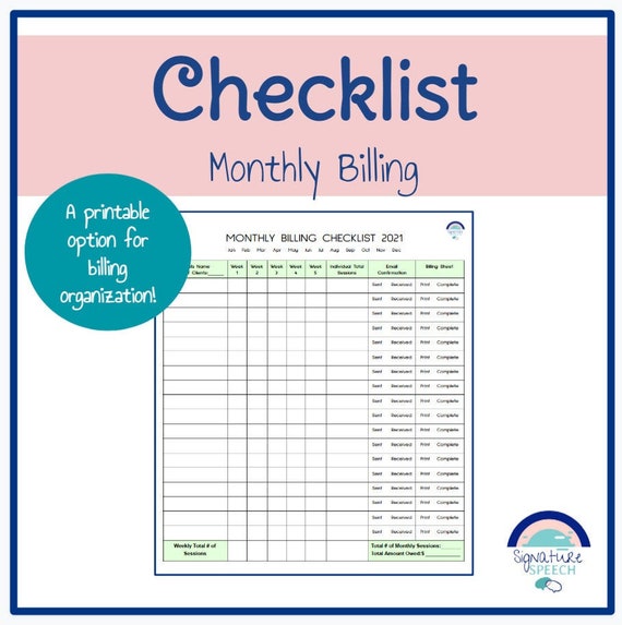 Monthly Billing Checklist | Etsy