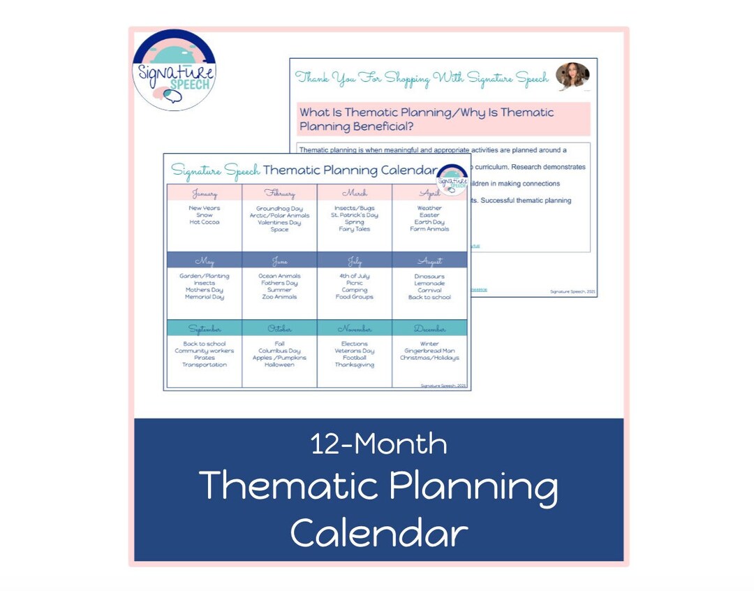 12-month Thematic Planning Calendar - Etsy