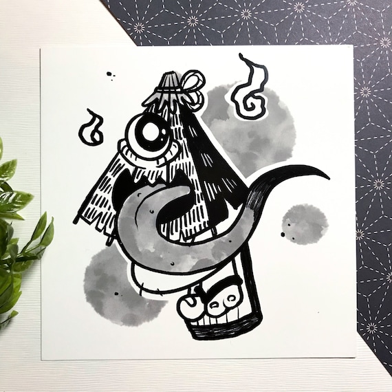 Yokai Kasa-obake Print Yokai Print Japan Square Print | Etsy