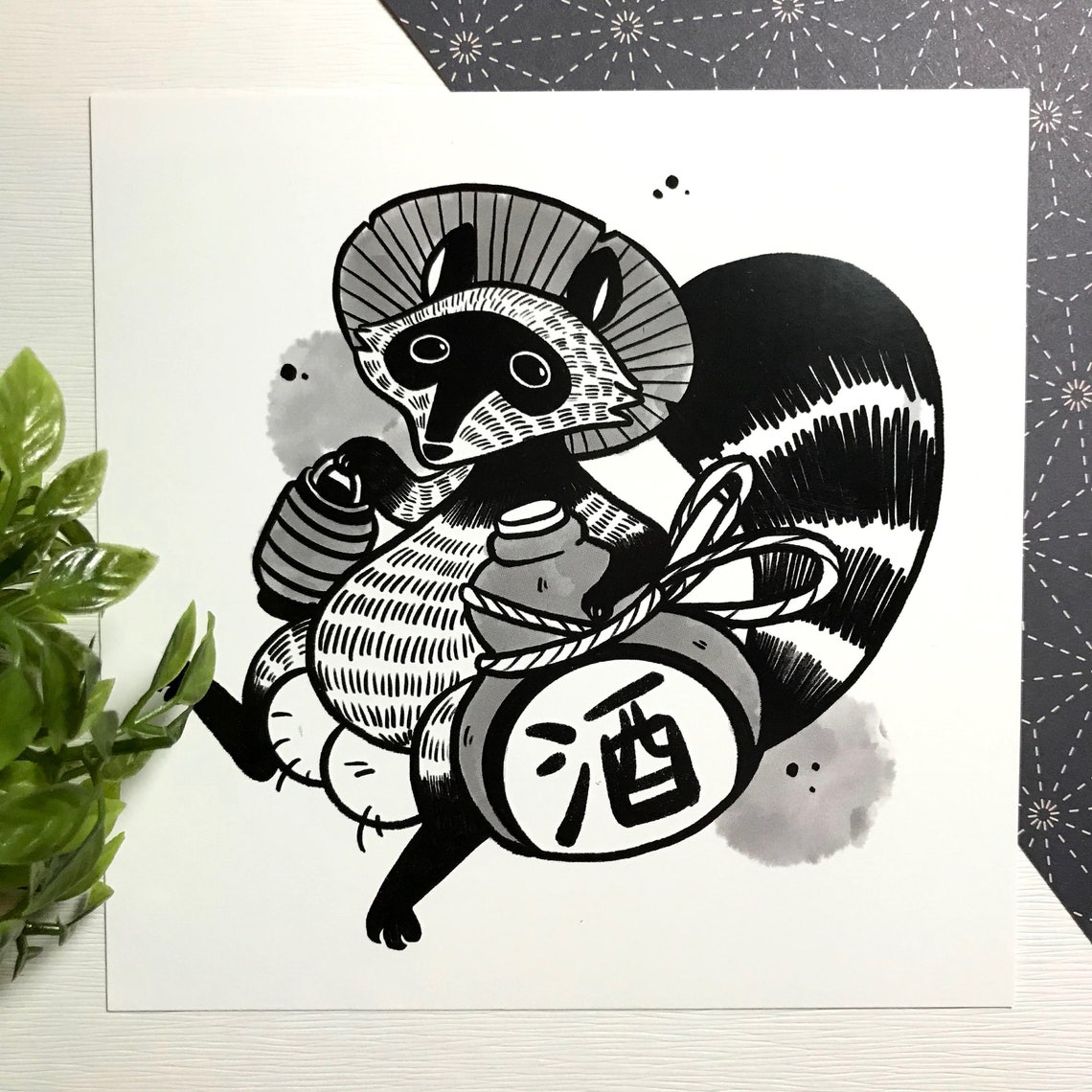 Yokai Tanuki Print Yokai Print Japan Square Print Tanuki Yokai Japan ...