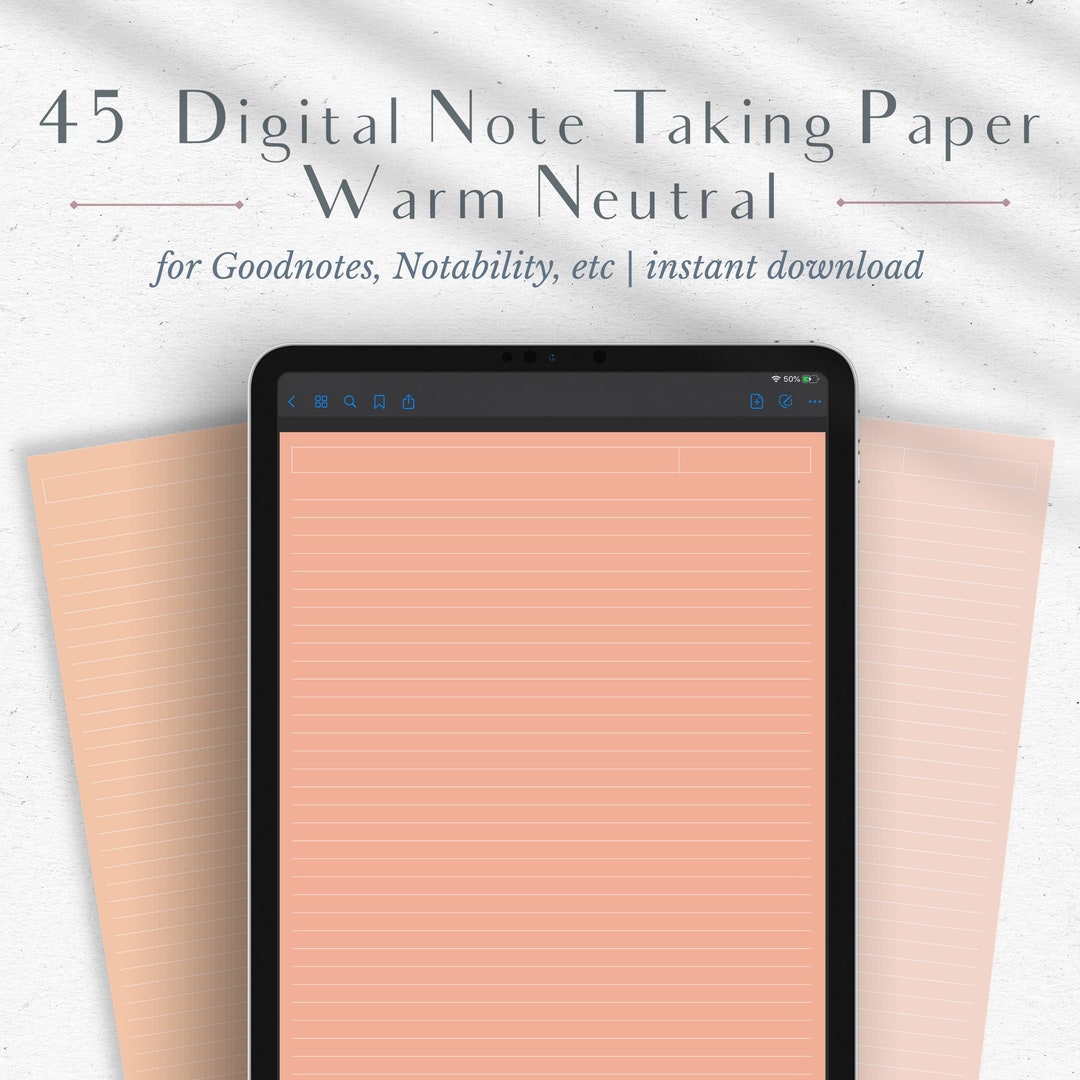 Digital Note Taking Warm Neutral Paper Template, Goodnotes Notability ...