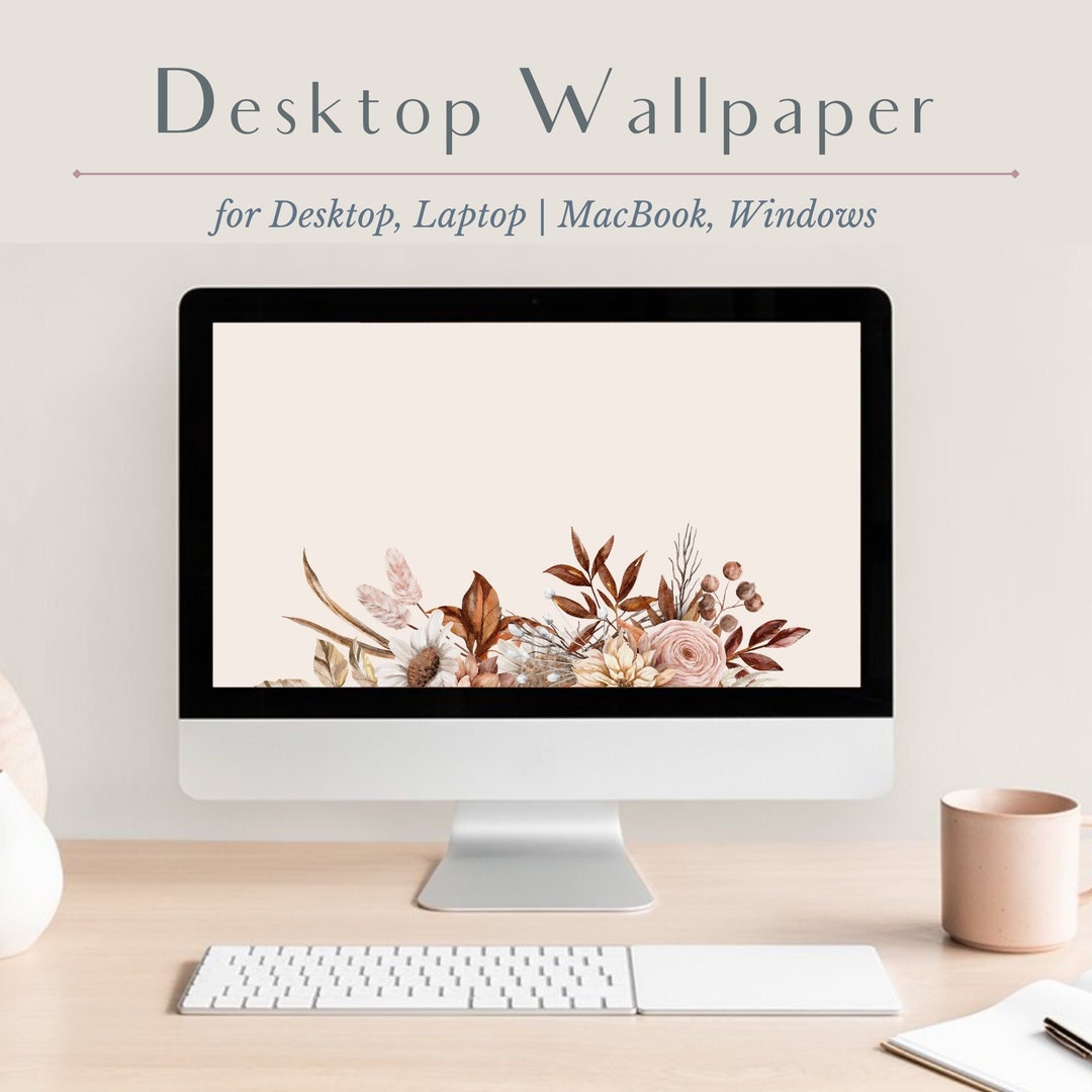 Aesthetic Fall Boho Flower Desktop Wallpaper, Mac Background, Cute ...