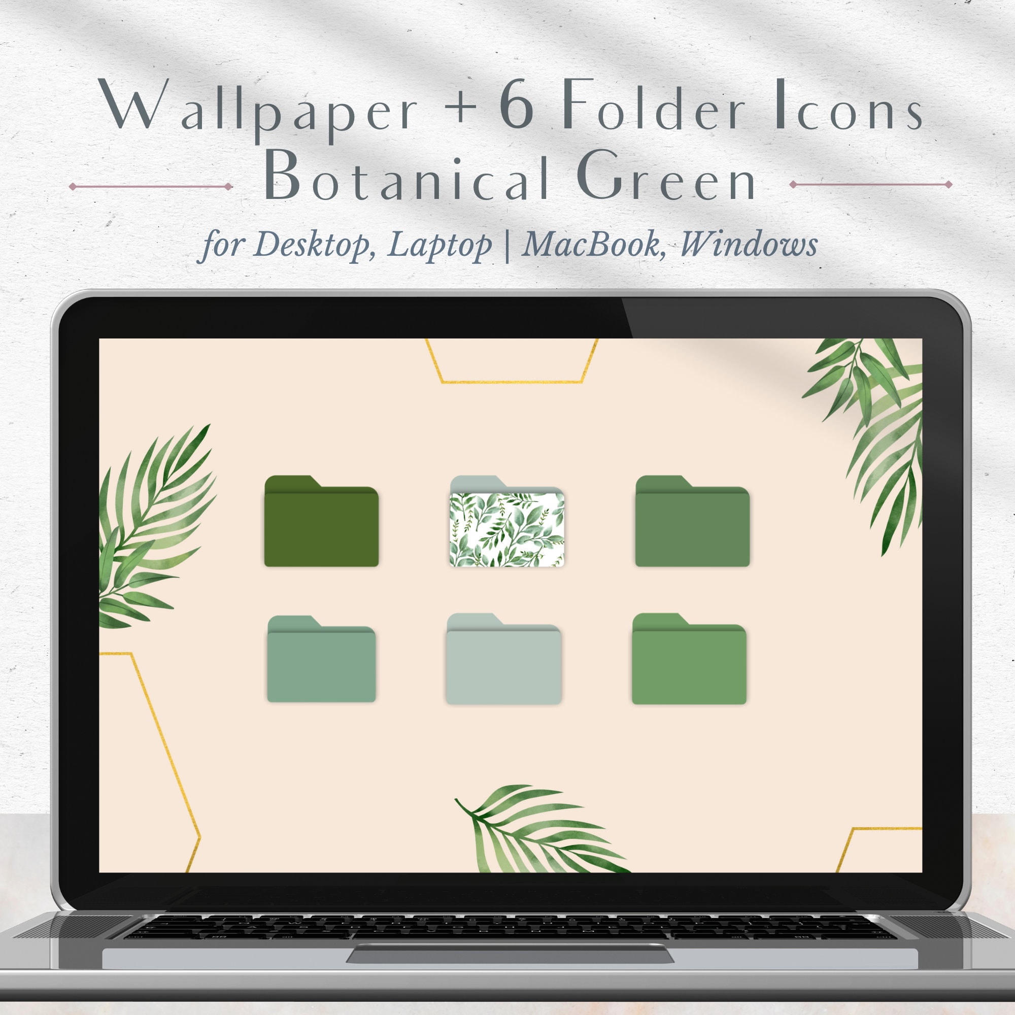 Aesthetic Botanical Green Desktop Folder Icons, Matching Desktop ...