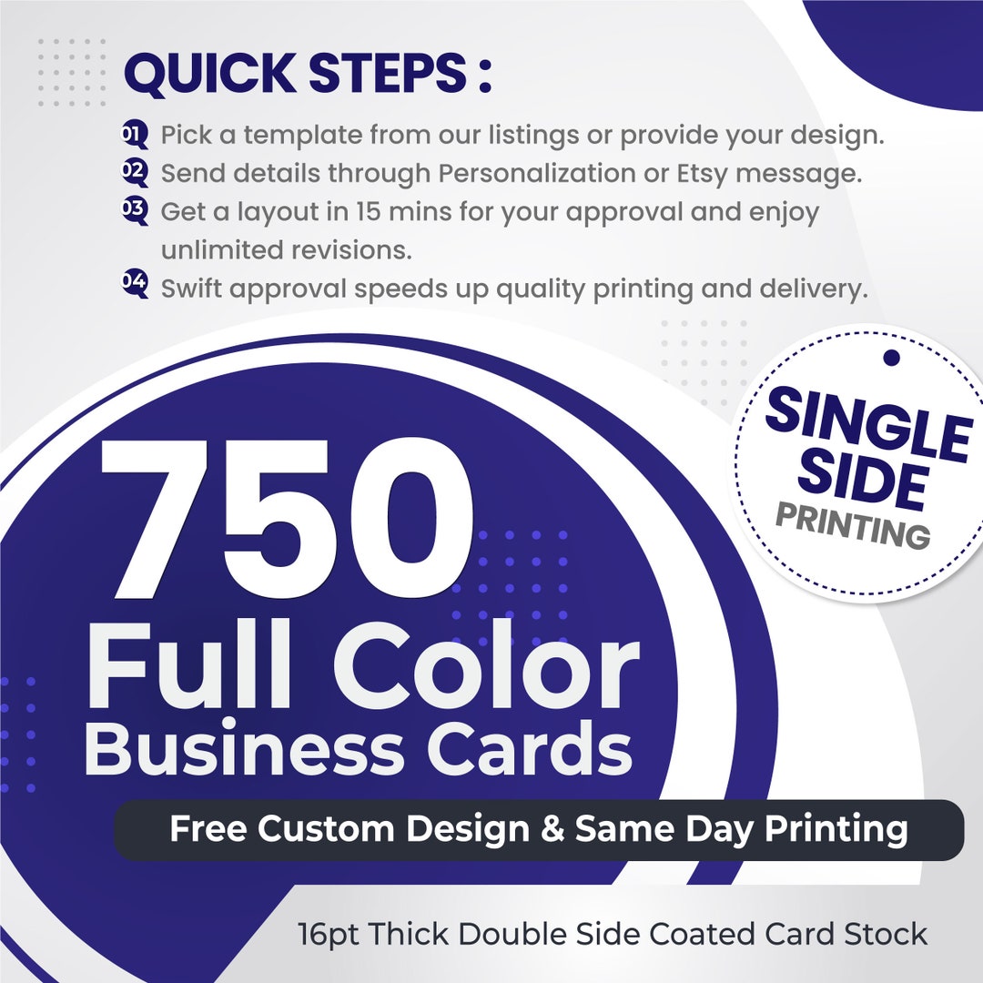 750 Custom Business Card Printing, FREE DESIGN, Add Logo & Social Media ...