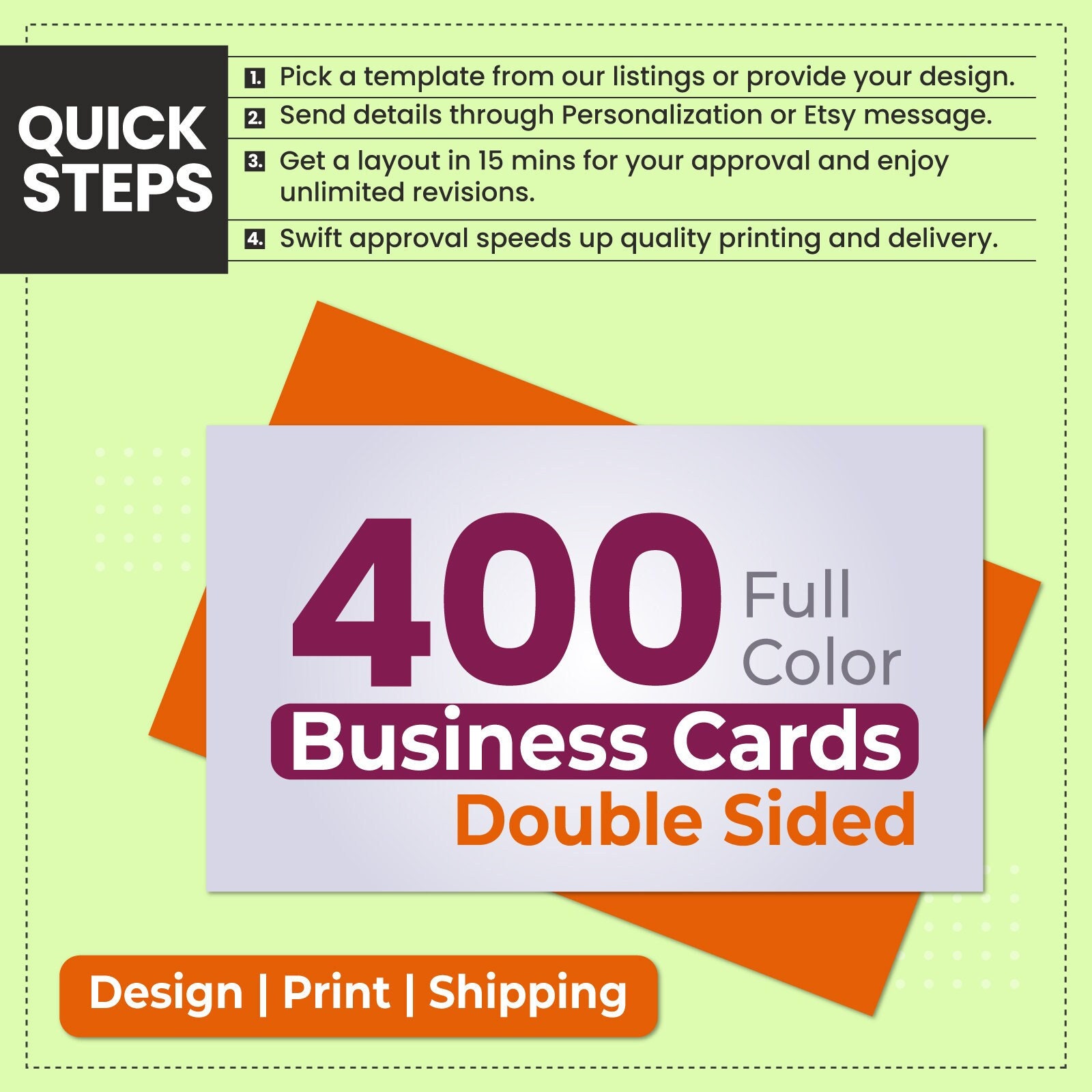 400 Full Color Business Card Printing With FREE Custom Design & FREE ...